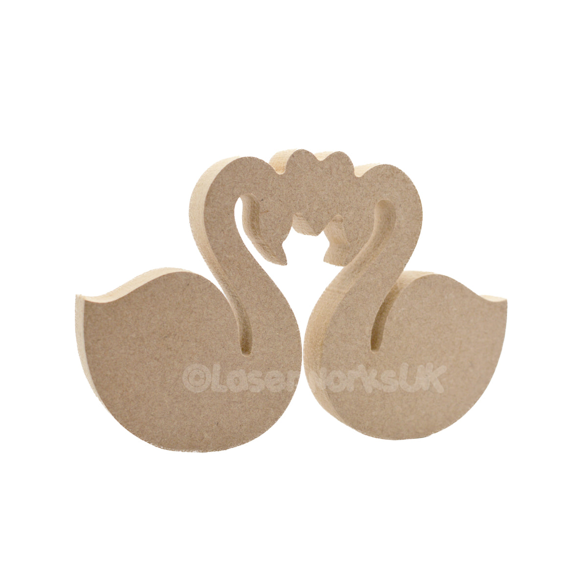 2x Swans Joined with a Heart - Freestanding Craft Shapes – Laserworksuk