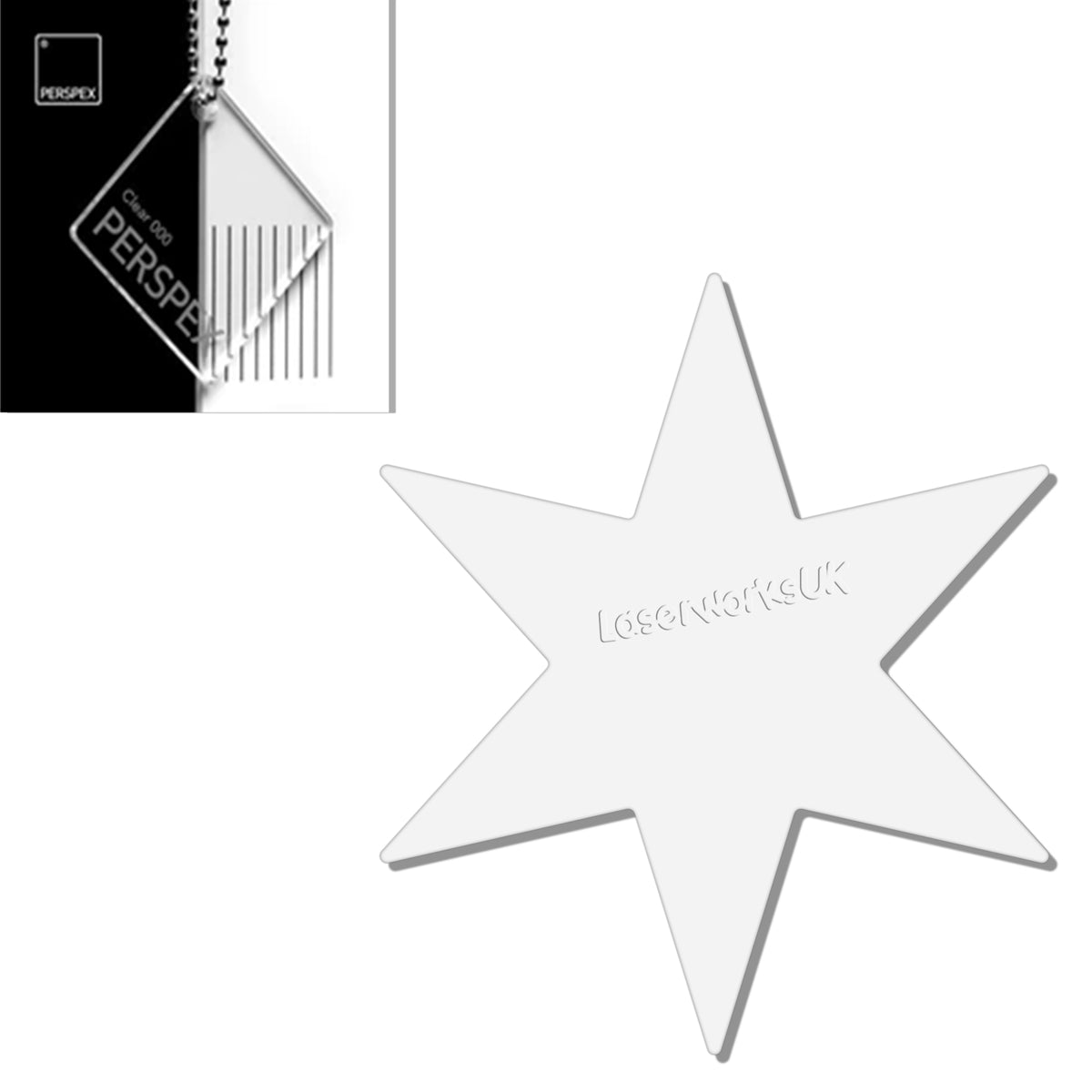 6cm Acrylic 6 Sided Star Blanks | Pack of 9 | LaserworksUK