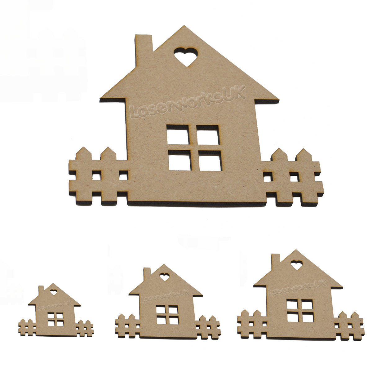 New Home MDF House Garden Craft Shape – Laserworksuk