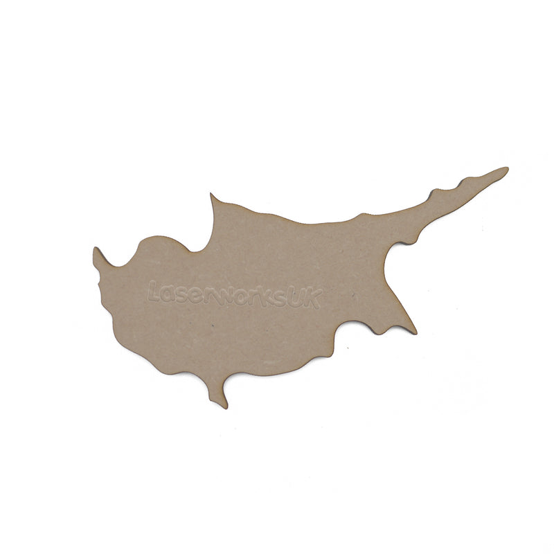 3mm Medite MDF Wooden Cyprus Map Shapes | LaserworksUK