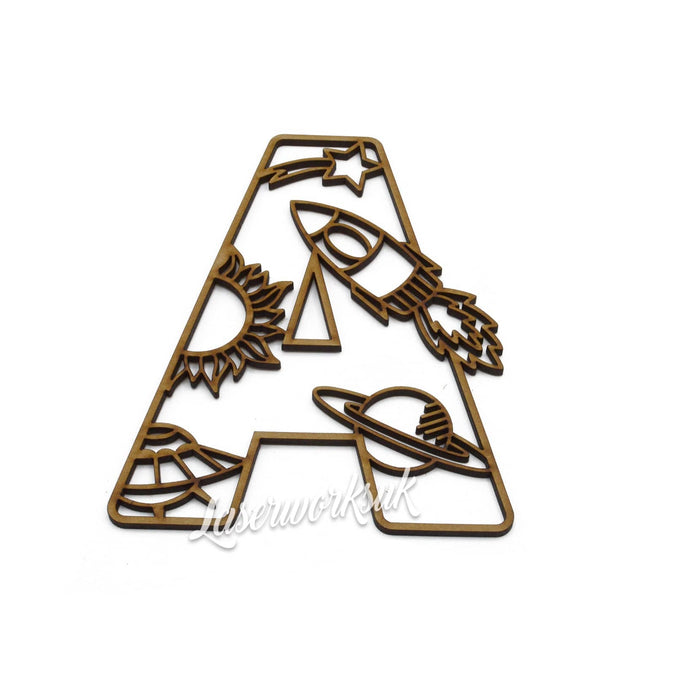 Space Layered Letters | 3D Rocket Alphabet MDF | LaserworksUK