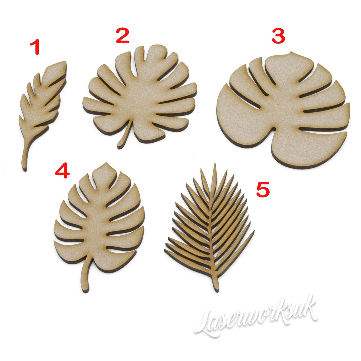 Tropical Leaves – Wooden MDF Crafts Shapes – Laserworksuk