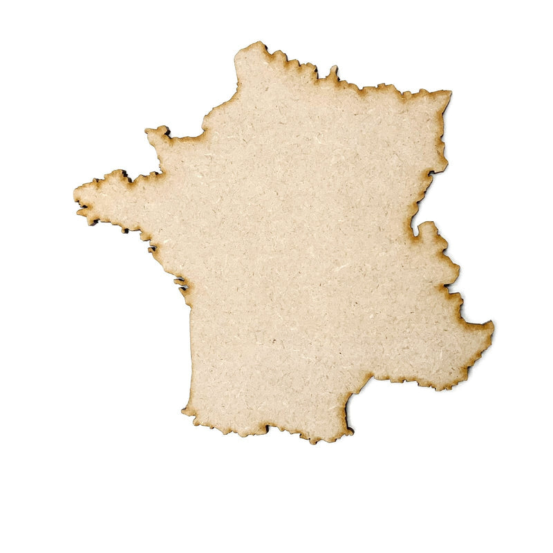 3mm Medite MDF Wooden France Map Shapes | LaserworksUK
