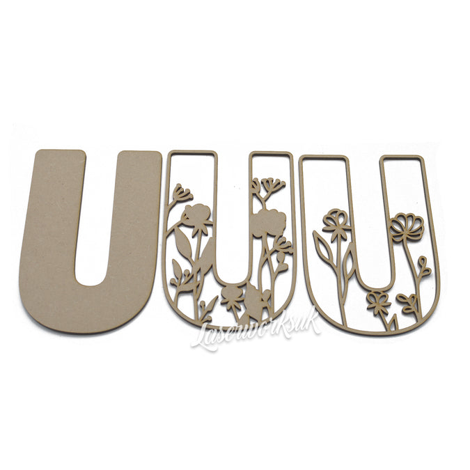 Layered Wild Flower Alphabet Letters | Floral Wooden MDF Shapes